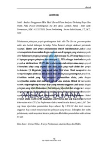 ANALISIS PENGGUNAAN NILAI HASIL (EARNED VALUE ANALYSIS) TERHADAP BIAYA DAN WAKTU PADA PROYEK ...